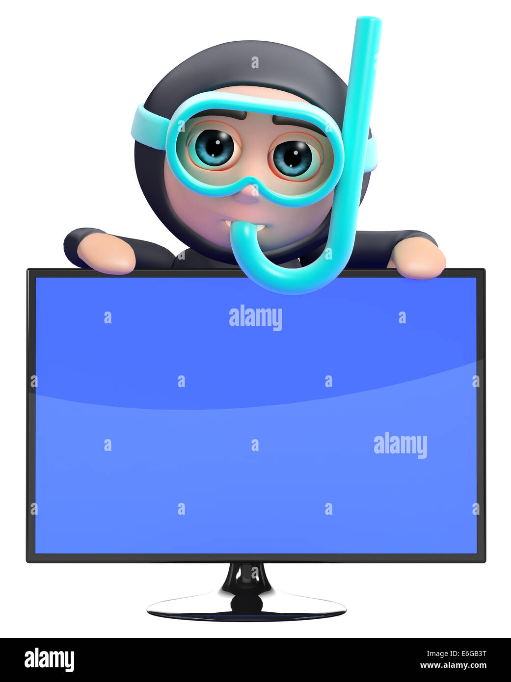 3d render of a snorkel diver and an lcd television Stock Photo - Alamy