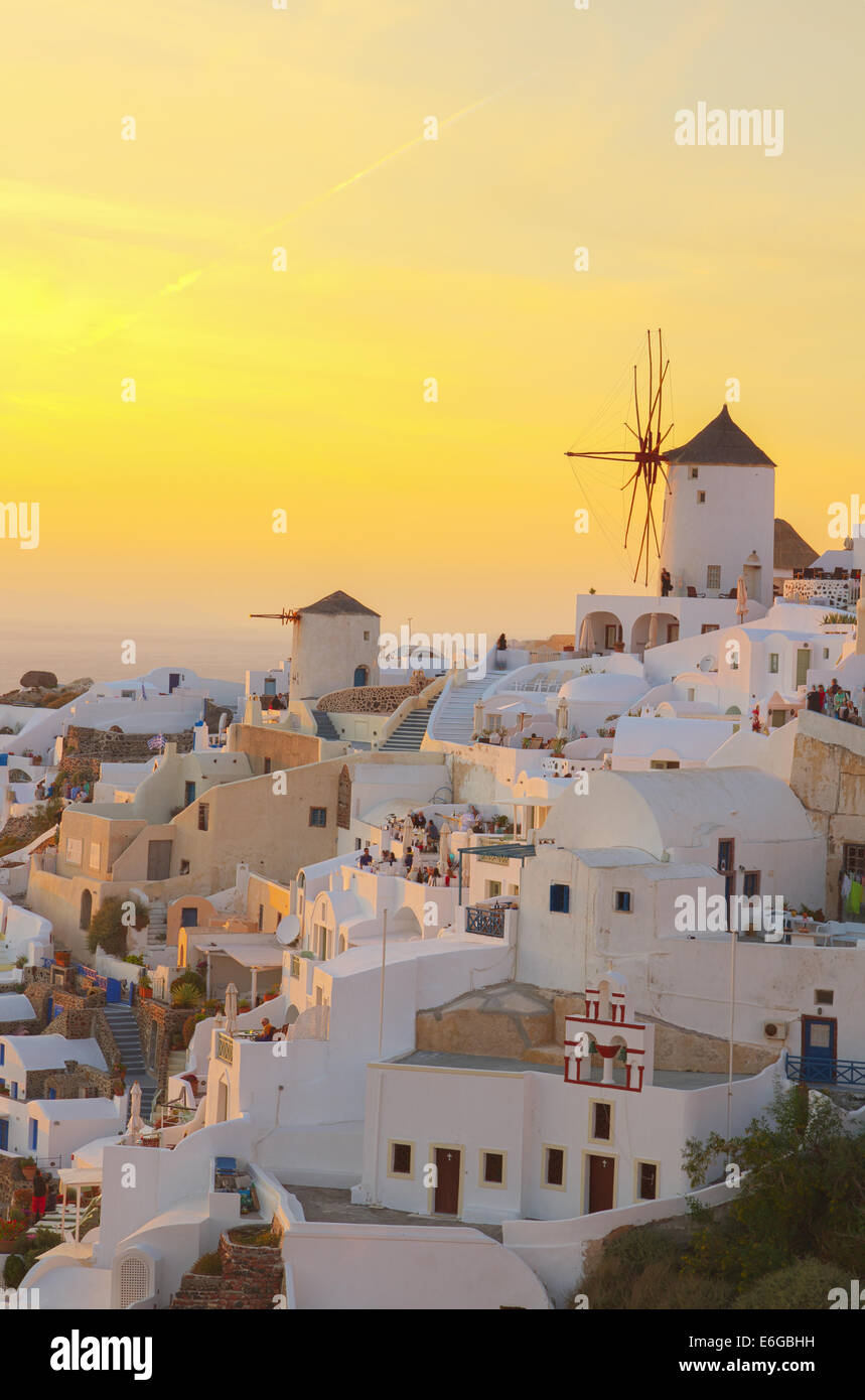 windmill of Oia at sunset, Santorini Stock Photo - Alamy