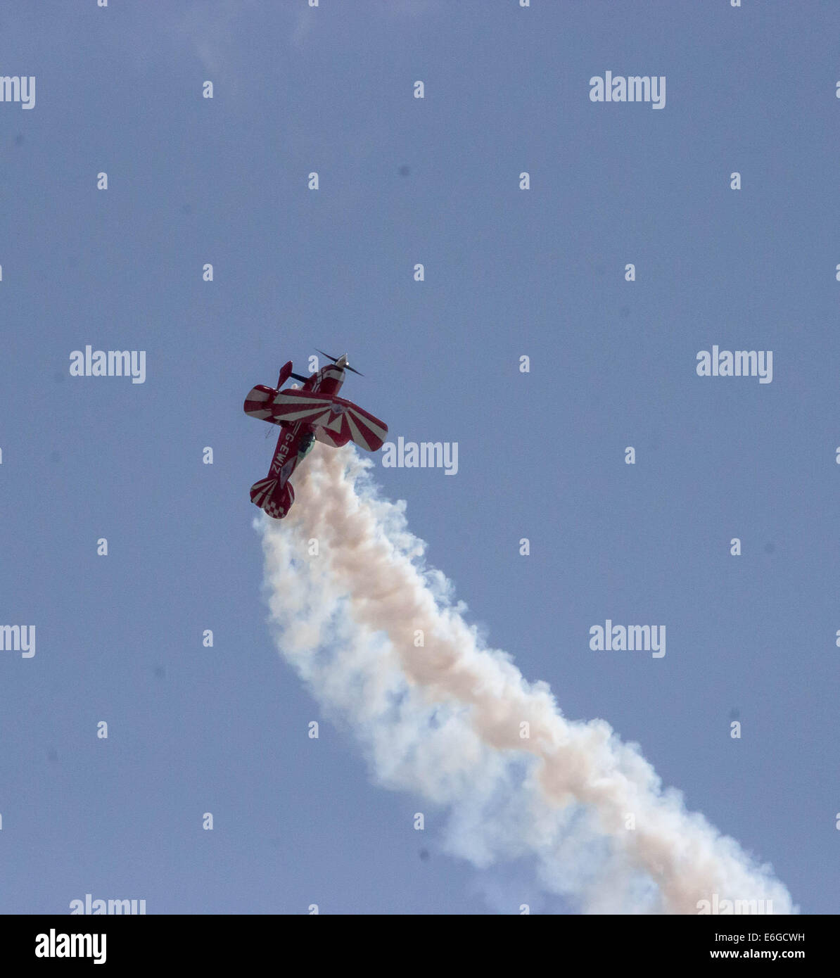 smoke from the Pitts display at Clacton airshow Stock Photo - Alamy