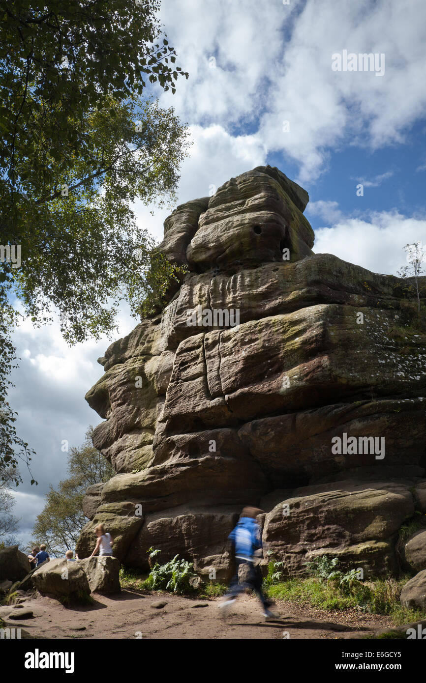 People at Brimham Rocks; Brimham Crags a collection of balancing ...