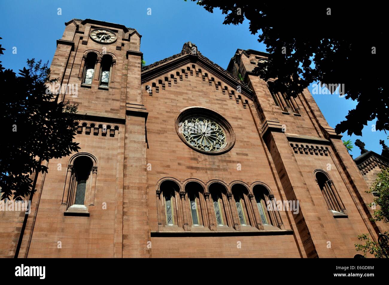 NYC: Red sandstone east front of St. George's Episcopal church at ...