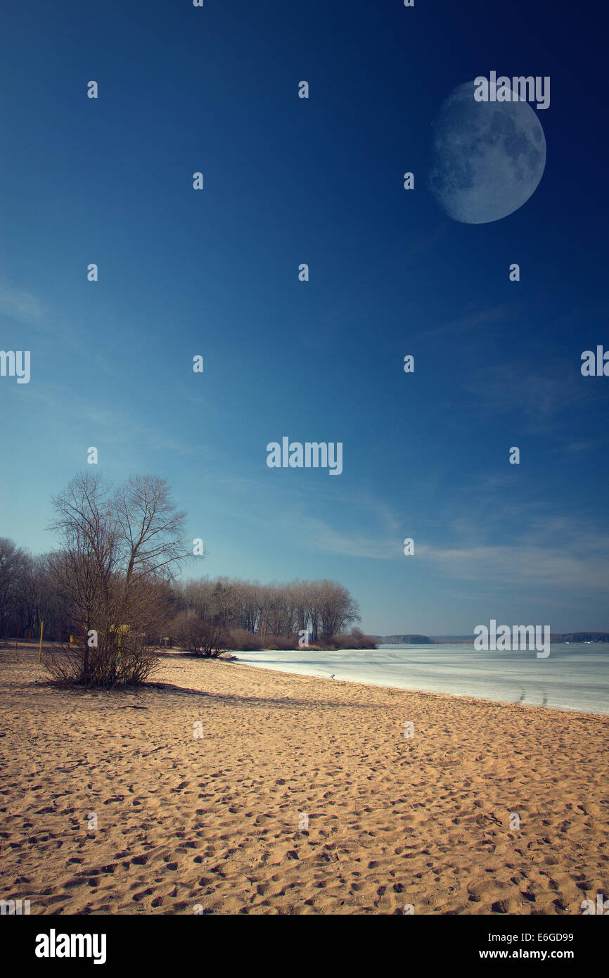 frozen river in spring Stock Photo - Alamy