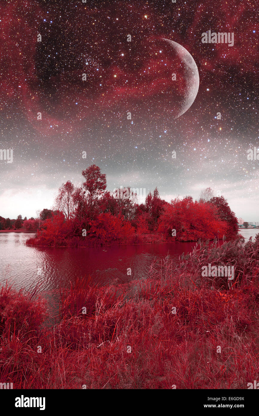 mystical spring night. Elements of this image furnished by NASA summer ...