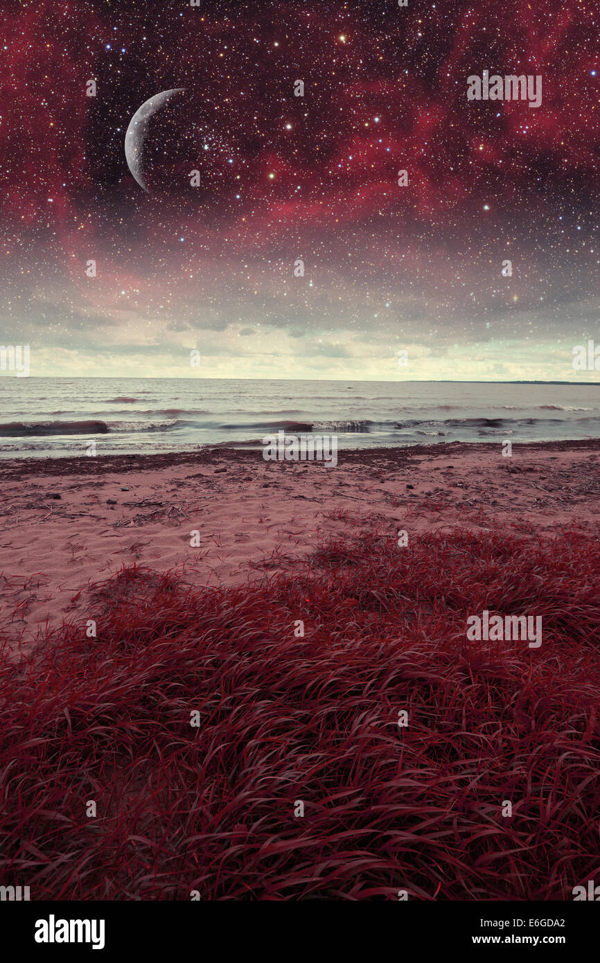 red night at sea. Elements of this image furnished by NASA Stock Photo ...