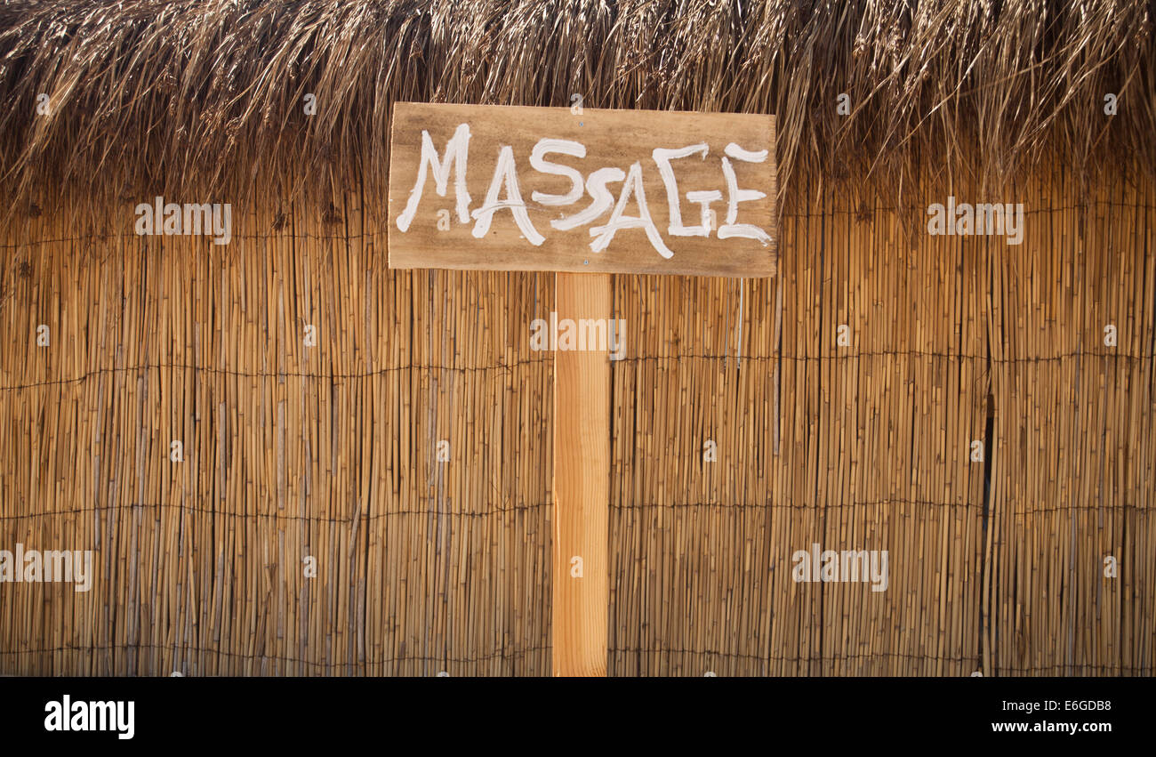 MASSAGE text written on a wooden board. Copy space Stock Photo - Alamy