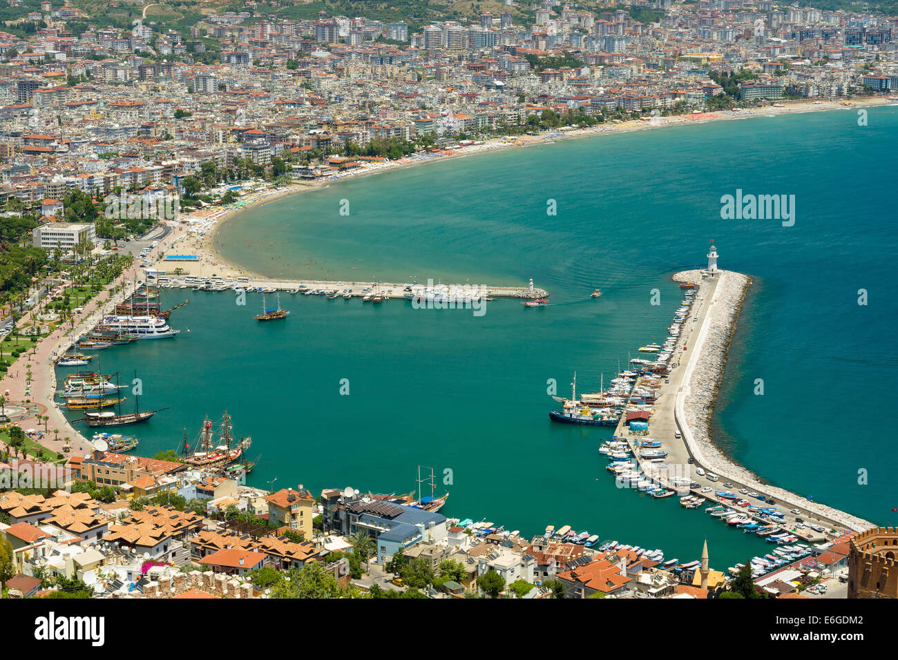Sea port of Alanya. View from the bird's-eye view Stock Photo - Alamy