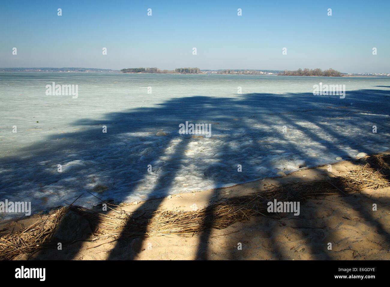 frozen river in spring Stock Photo - Alamy