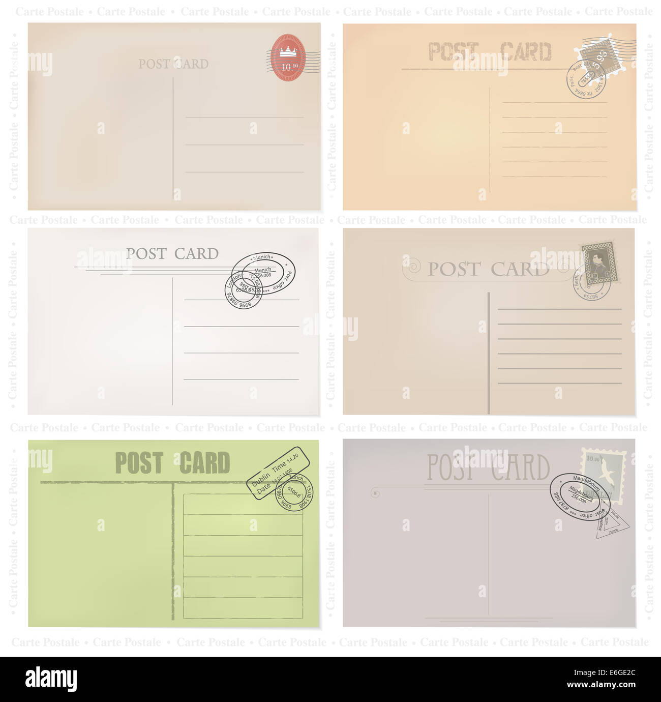 Six old post envelopes on a white background Stock Photo - Alamy