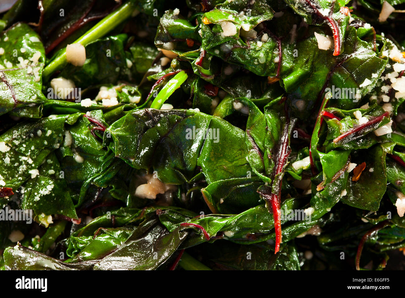 Homemade Healthy Sauteed Swiss Chard with Garlic and Cheese Stock Photo ...