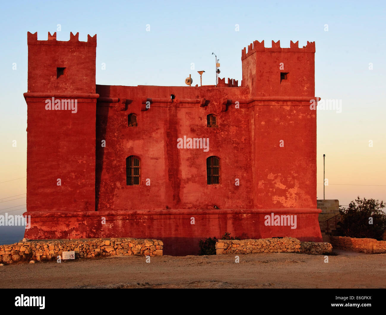 Red tower in Malta Stock Photo - Alamy