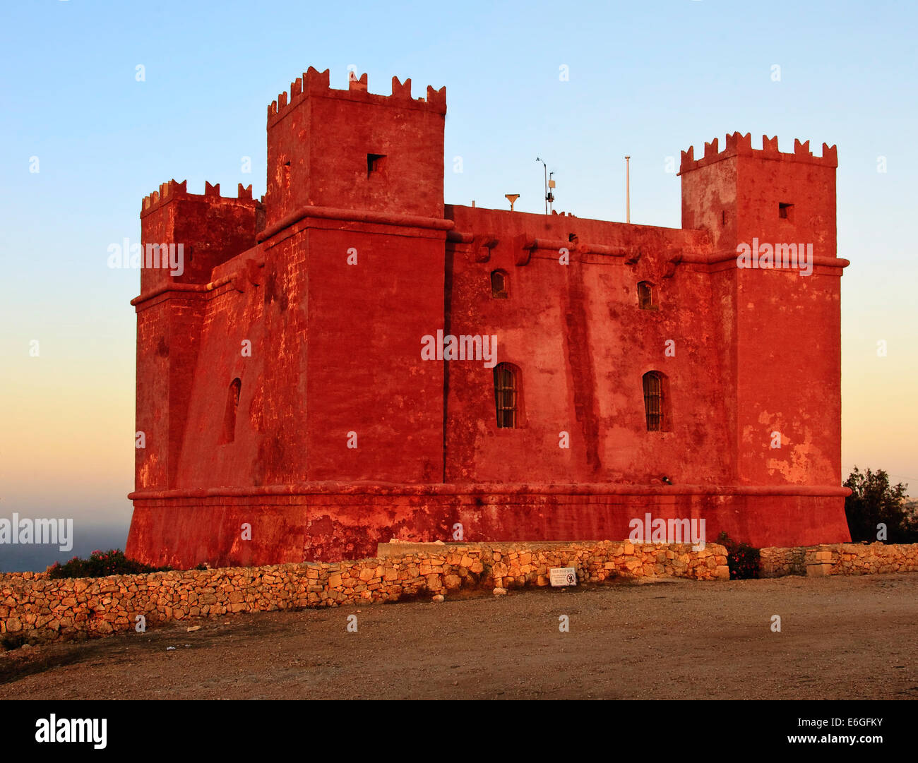Red tower in Malta Stock Photo - Alamy
