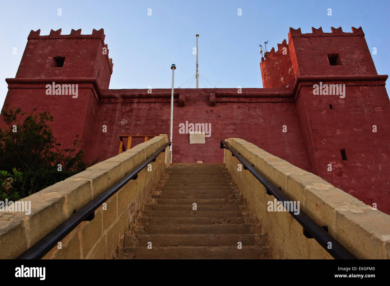 Red tower in Malta Stock Photo - Alamy