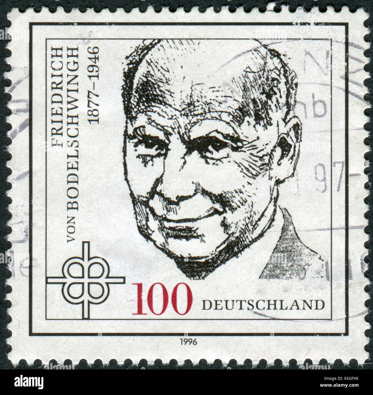Postage stamp printed in Germany, shows portrait of Friedrich von ...