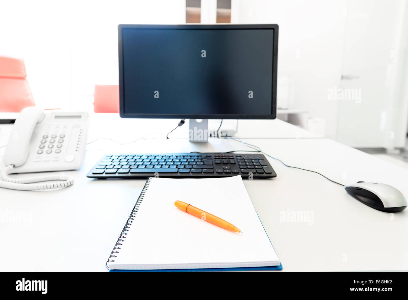 off Computer on the desktop in the office Stock Photo - Alamy
