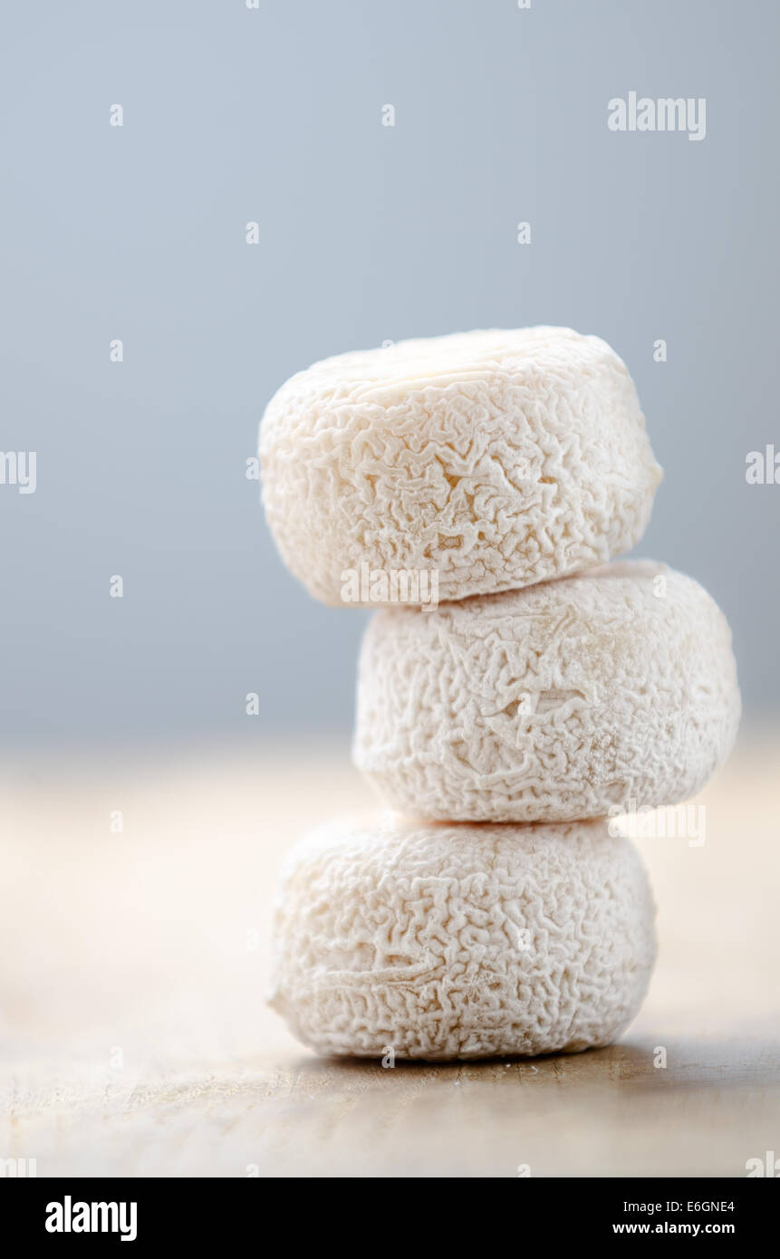 French fresh goat cheese called crottin de chavignol Stock Photo - Alamy