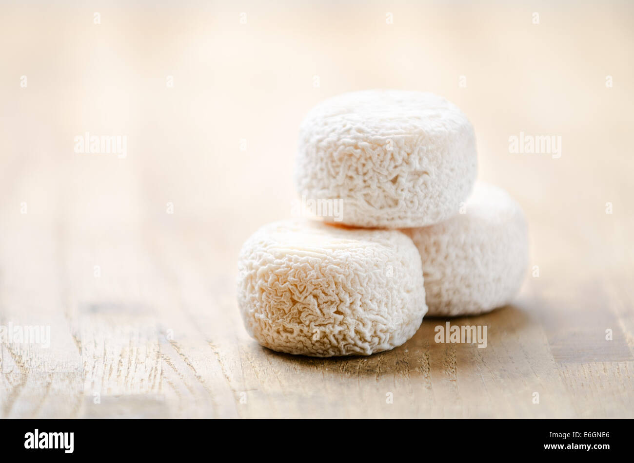 French fresh goat cheese called crottin de chavignol Stock Photo - Alamy