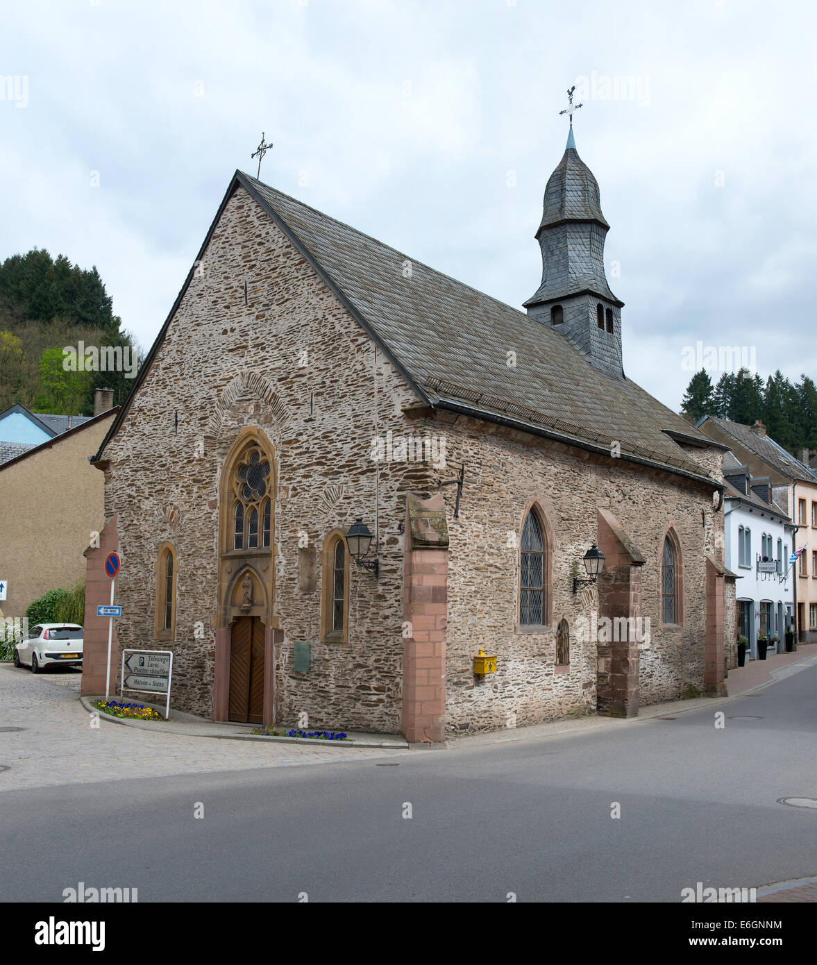 Church of St Nicholas in Vianden old historical city in Luxemburg Stock ...