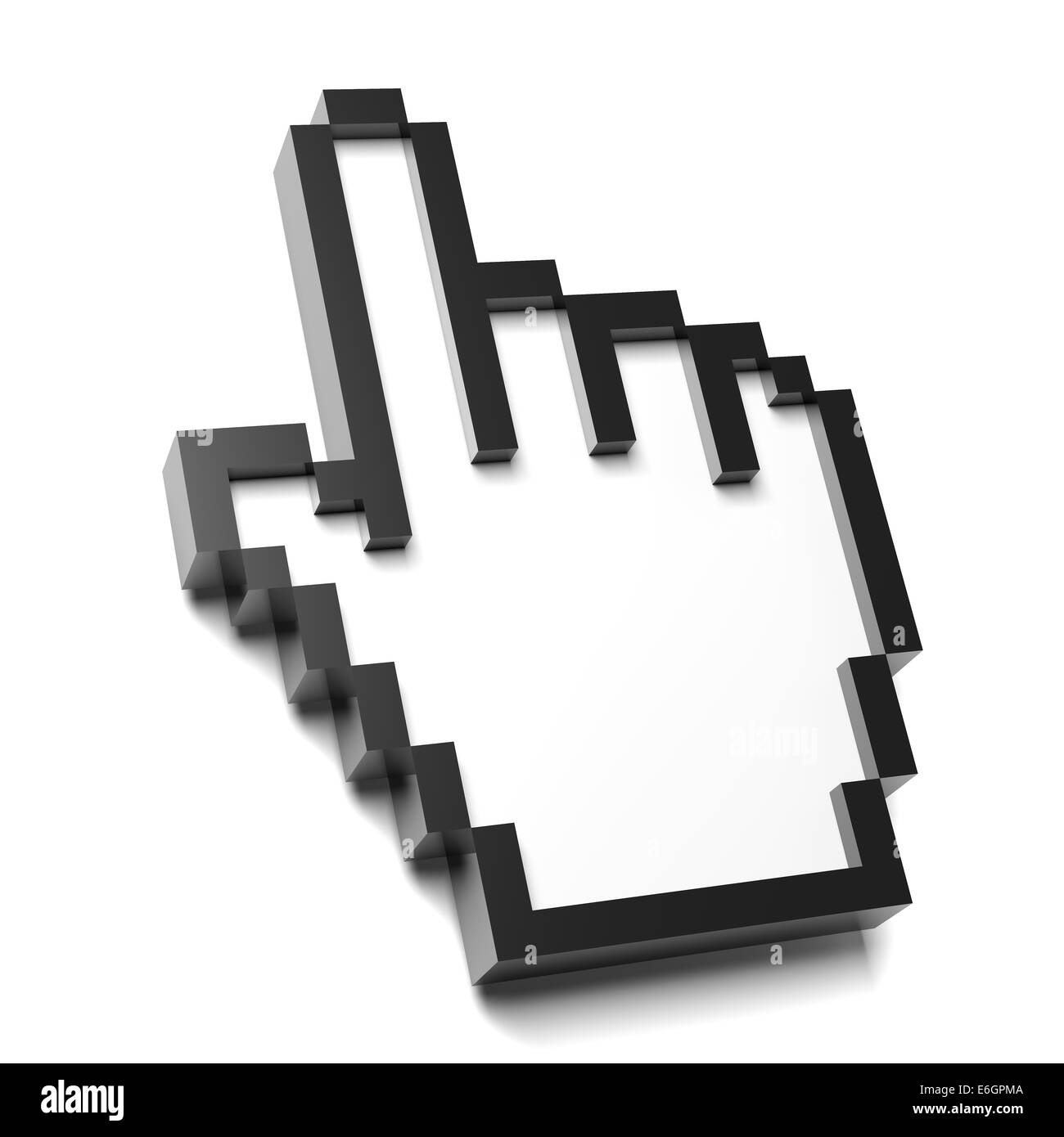 Hand Mouse Pointer Pixelated on White Background 3D Illustration Stock ...