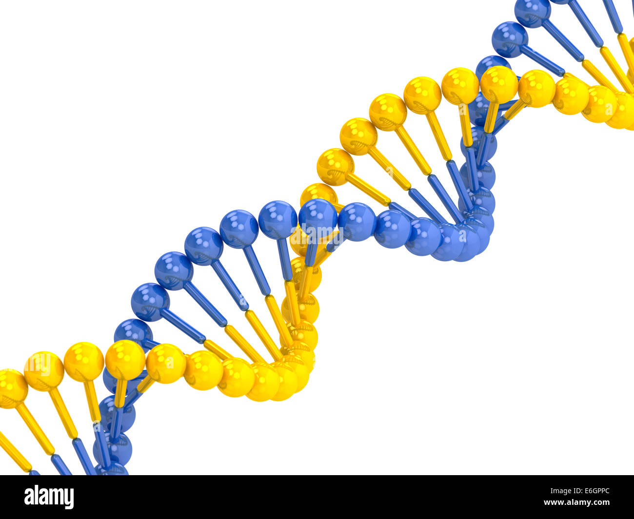 yellow blue DNA molecule on a white background Stock Photo - Alamy