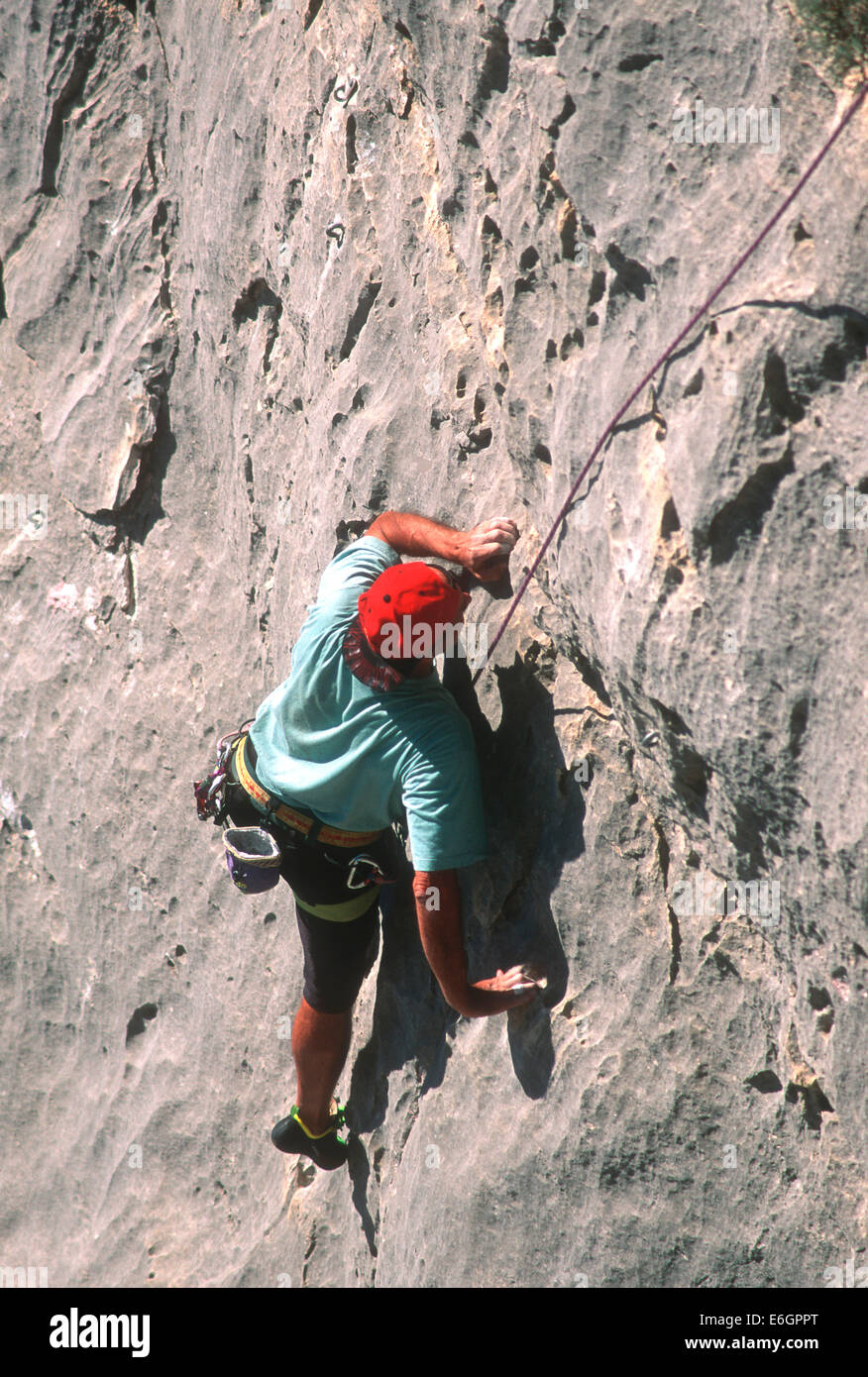 Climbing in Verdon Gorge / Gorges du Verdon, Alpes de Haute Provence ...