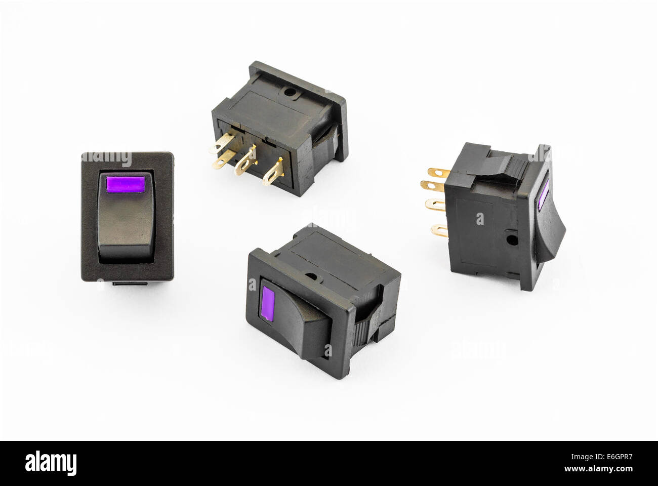 Purple Rocker Switches with Build-in LED Stock Photo - Alamy