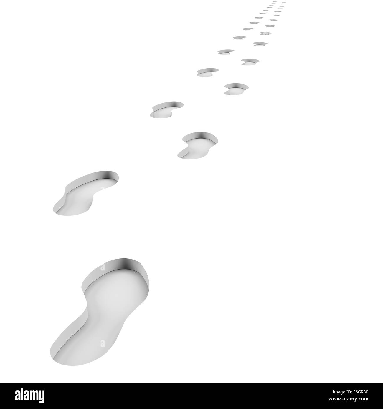 Footprints Path on White Background 3D Illustration Stock Photo - Alamy