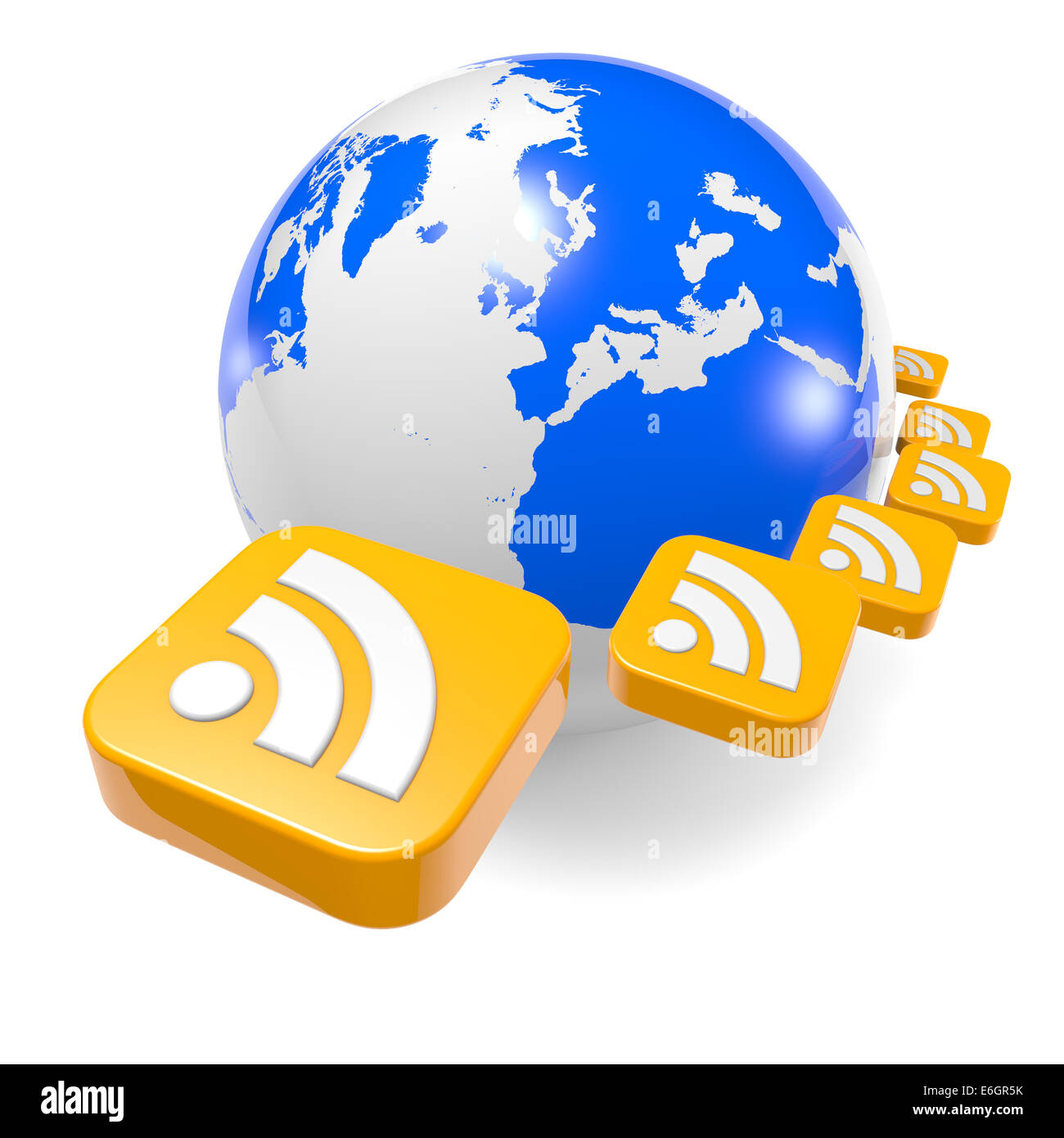 RSS Feed Symbol with Reflection on White Background Illustration World ...