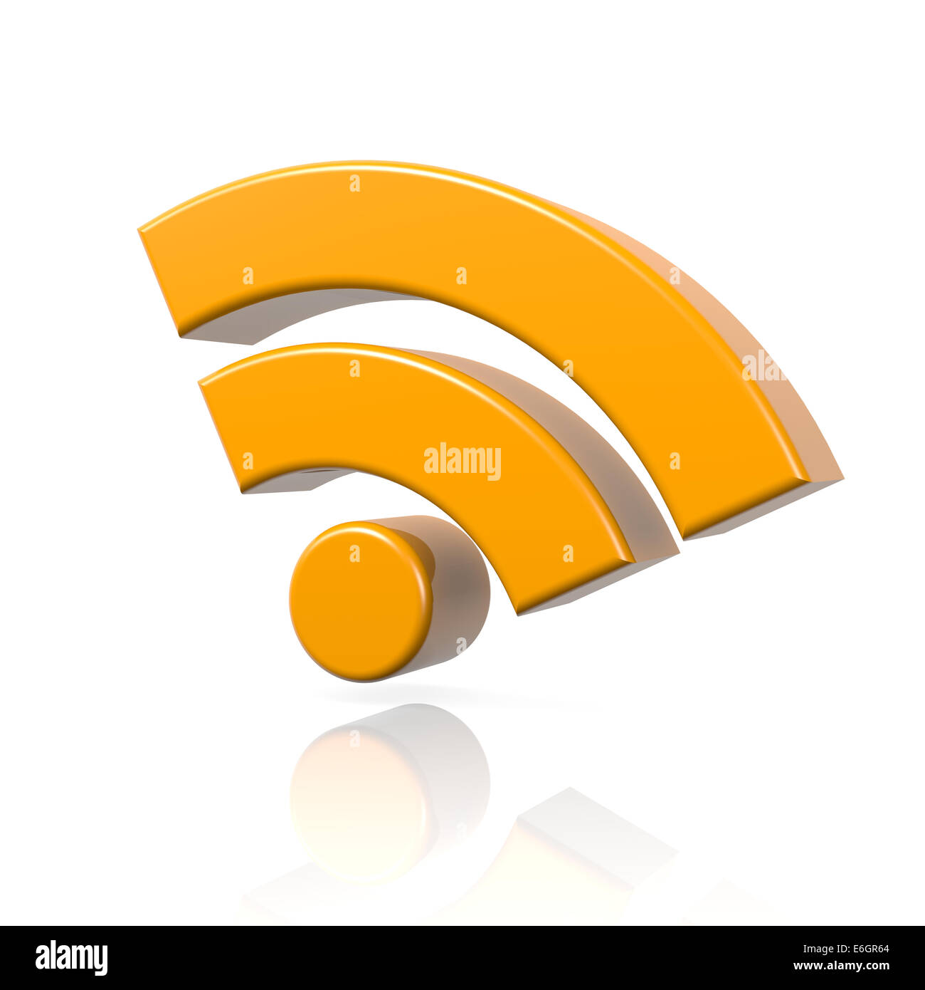 RSS Feed 3D Symbol with Reflection on White Background Illustration ...