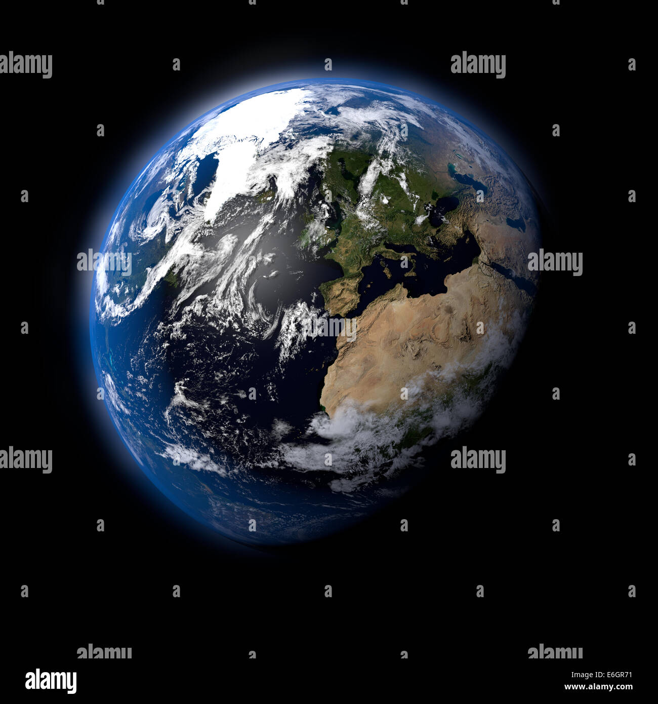 Realistic Earth Planet on Black Space Background Stock Photo - Alamy