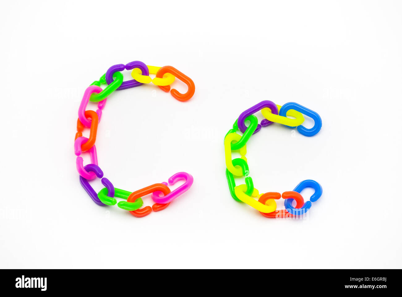 C and c Alphabet, Created by Colorful Plastic Chain Stock Photo - Alamy