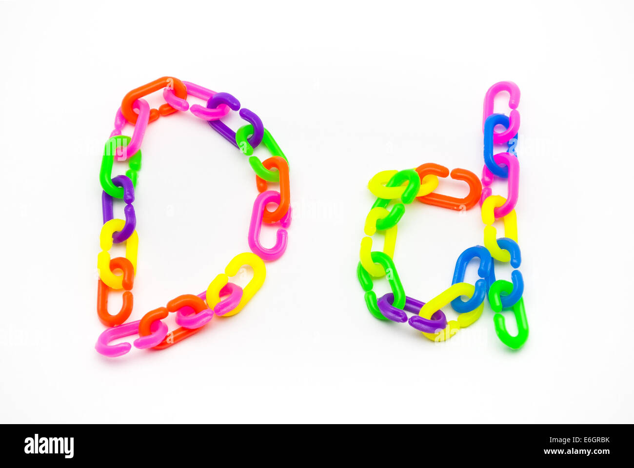 D and d Alphabet, Created by Colorful Plastic Chain Stock Photo - Alamy