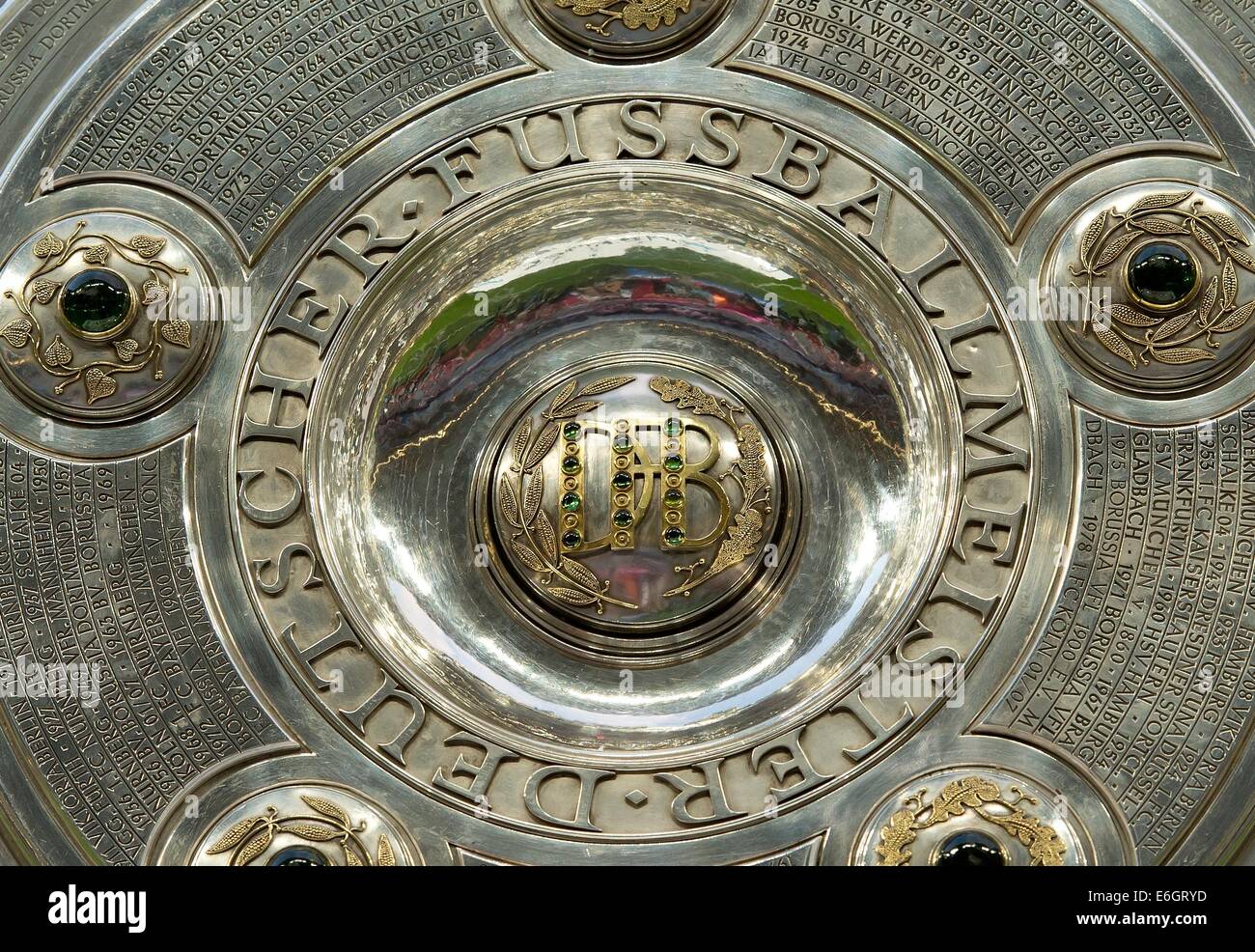 Munich, Germany. 22nd Aug, 2014. The championship shield during the ...