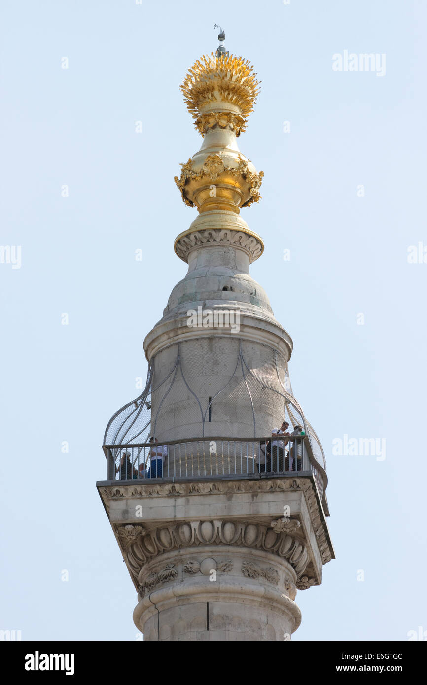 Viewing platform at the top of the Monument in London, England Stock ...