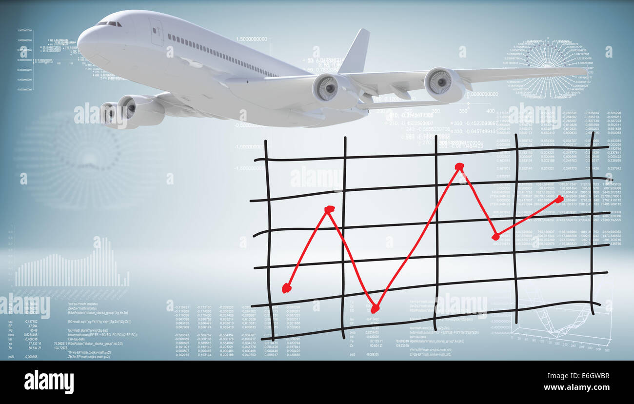 Modern airplane and graph of price changes Stock Photo - Alamy