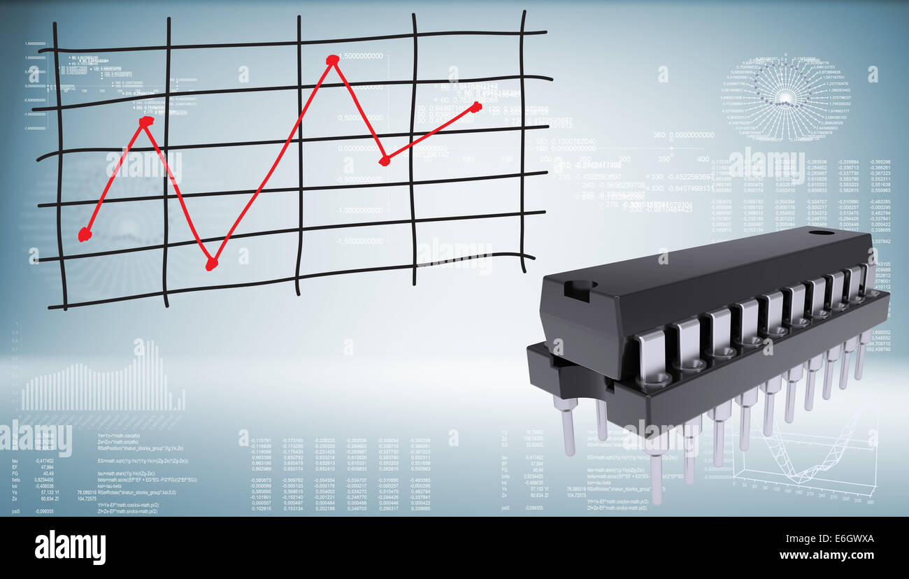 Microchip and graph of price changes Stock Photo - Alamy