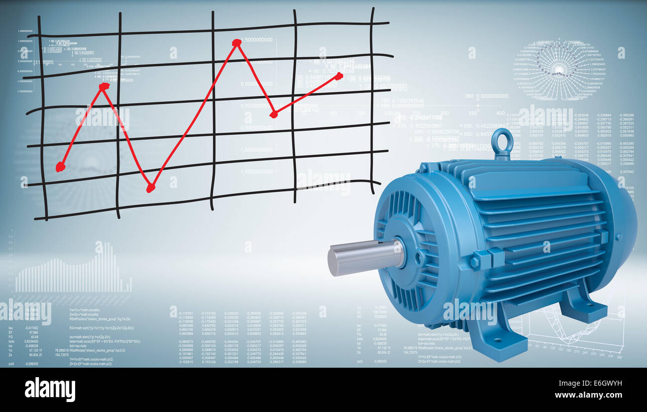 Electromotor and graph of price changes Stock Photo - Alamy