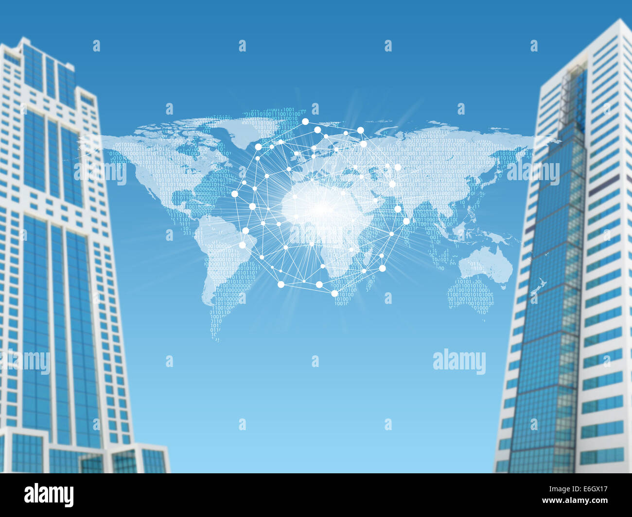 World map with skyscrapers Stock Photo - Alamy