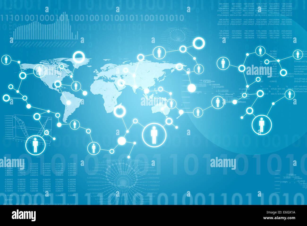 World map with contacts and figures Stock Photo - Alamy