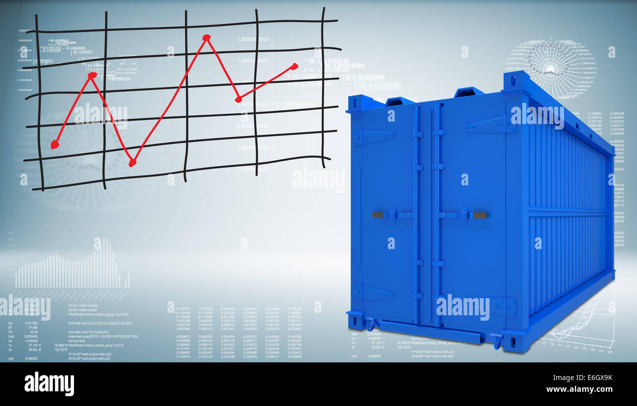Shipping container with graph of price changes Stock Photo - Alamy