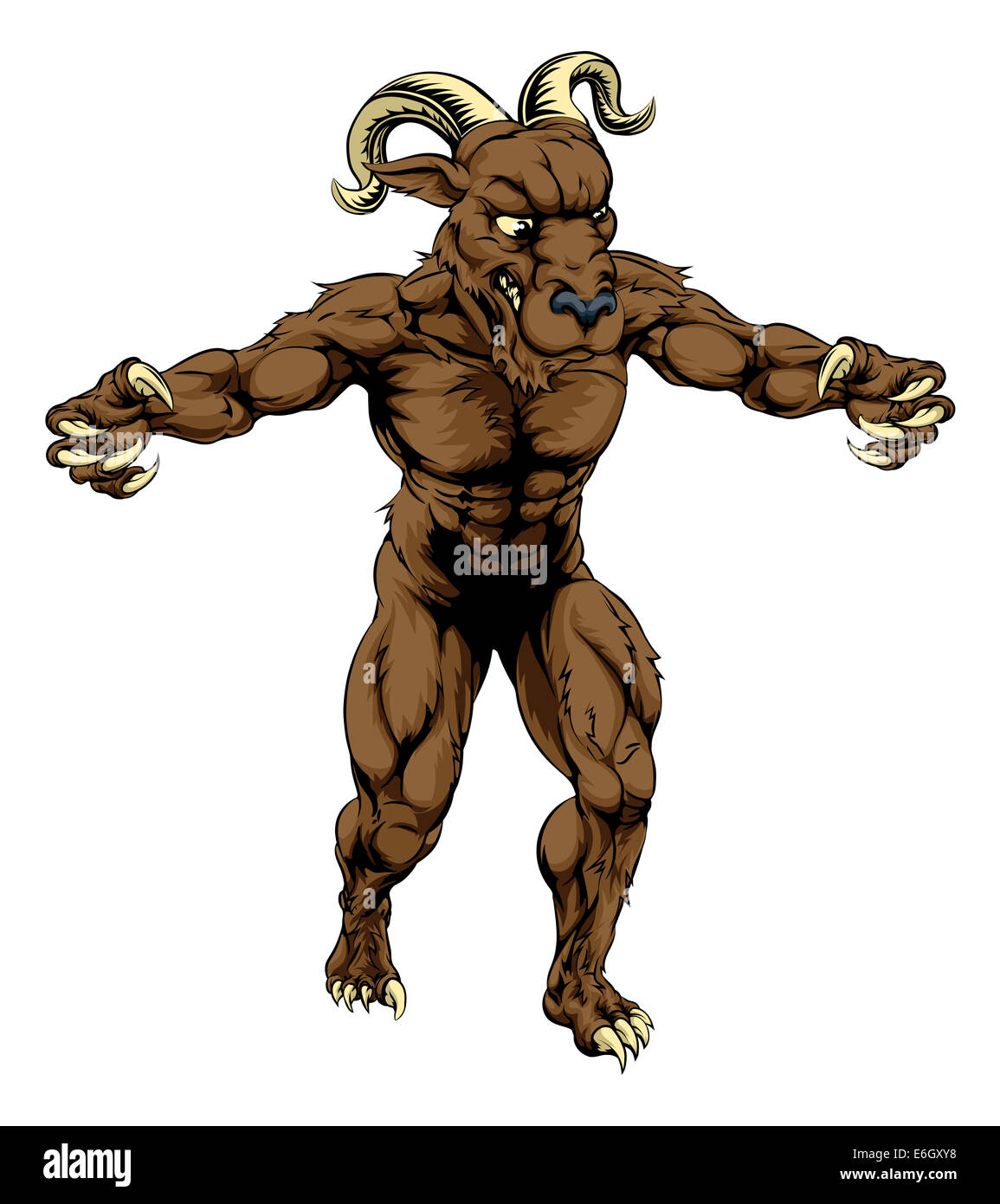 An illustration of a ram sports mascot character standing with claws ...