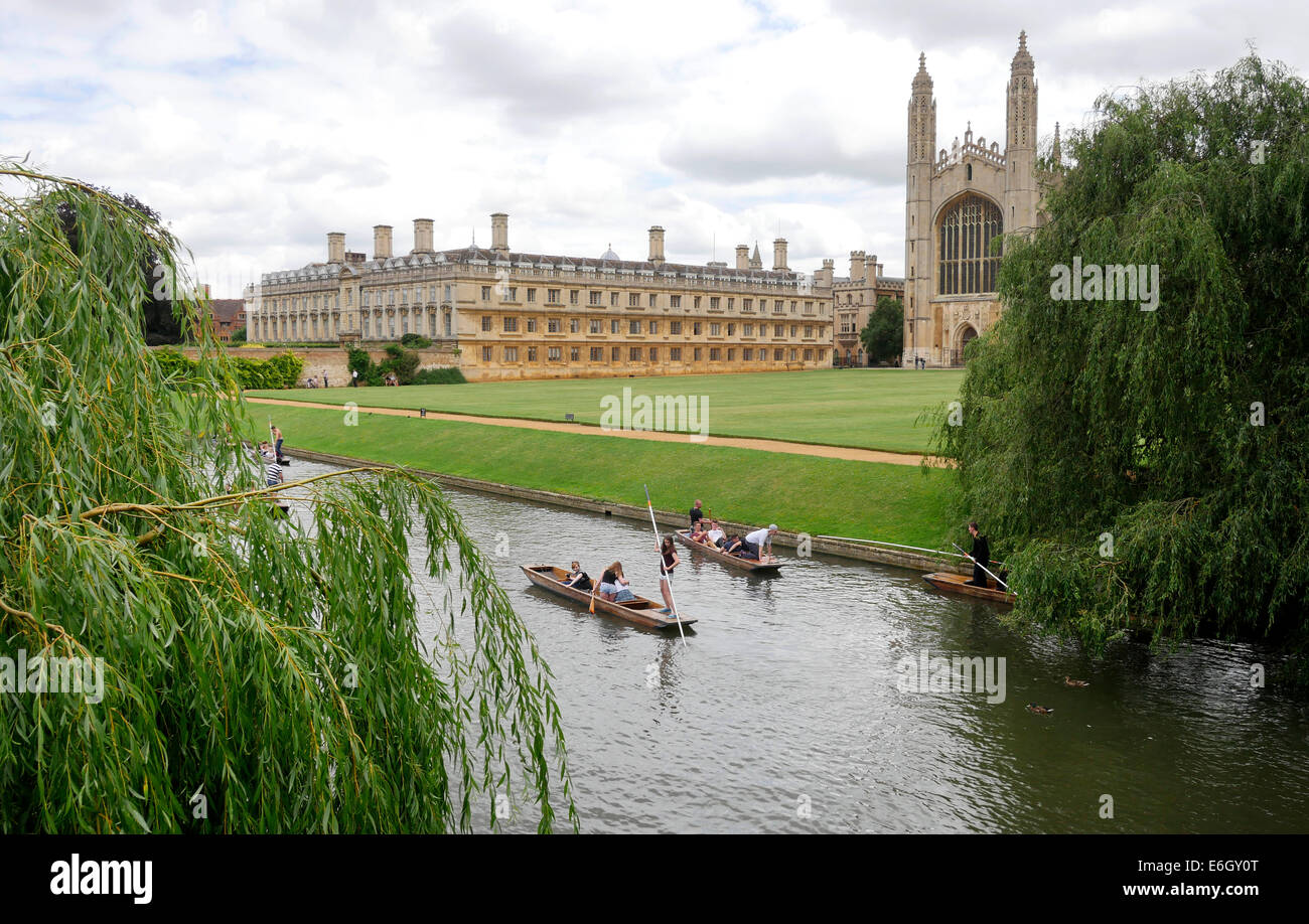 College life - punts on the River Cam near Kings College Cambridge ...