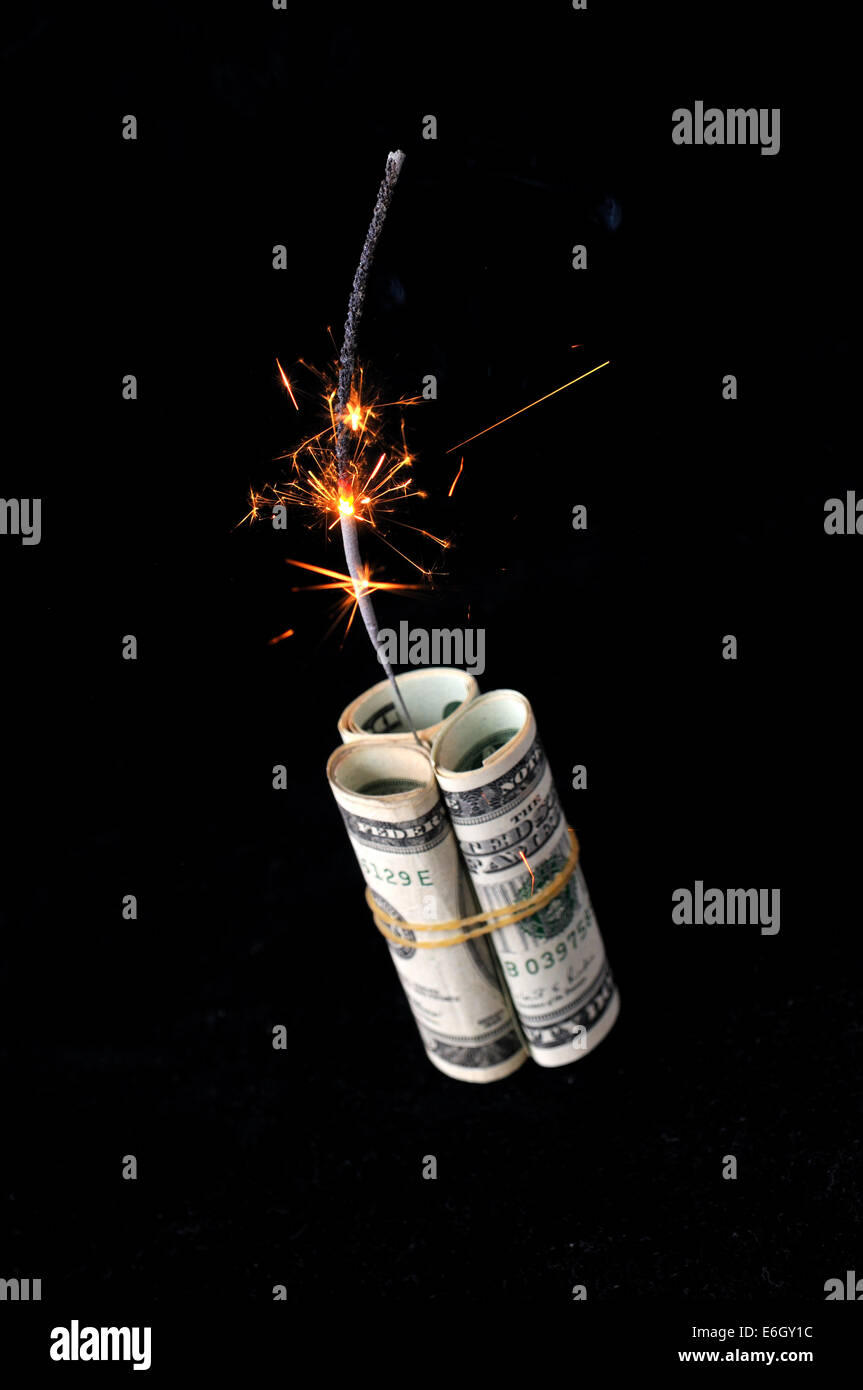 Financial crisis concept on the black background Stock Photo - Alamy