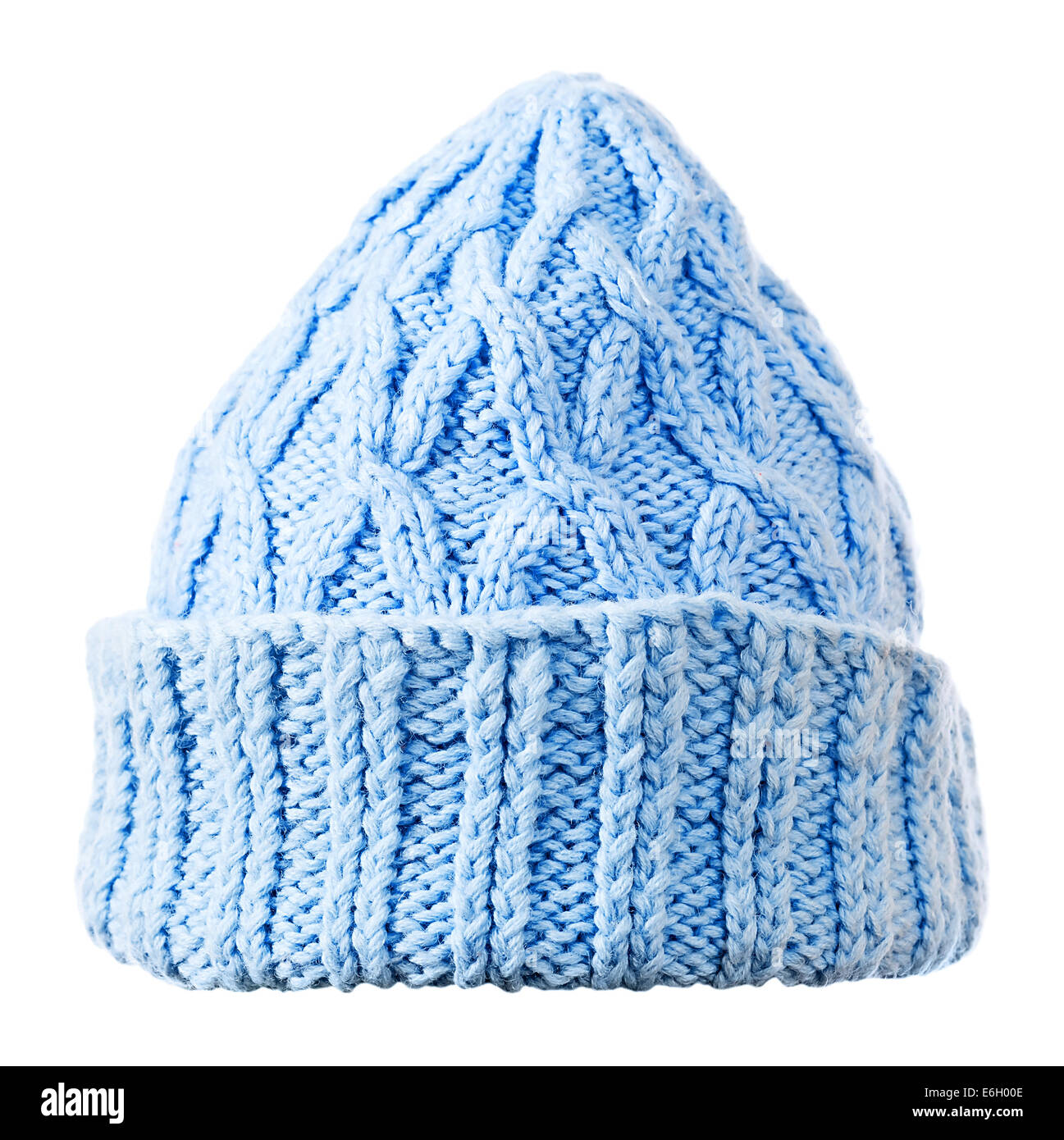 blue knitted hat isolated on white background Stock Photo - Alamy