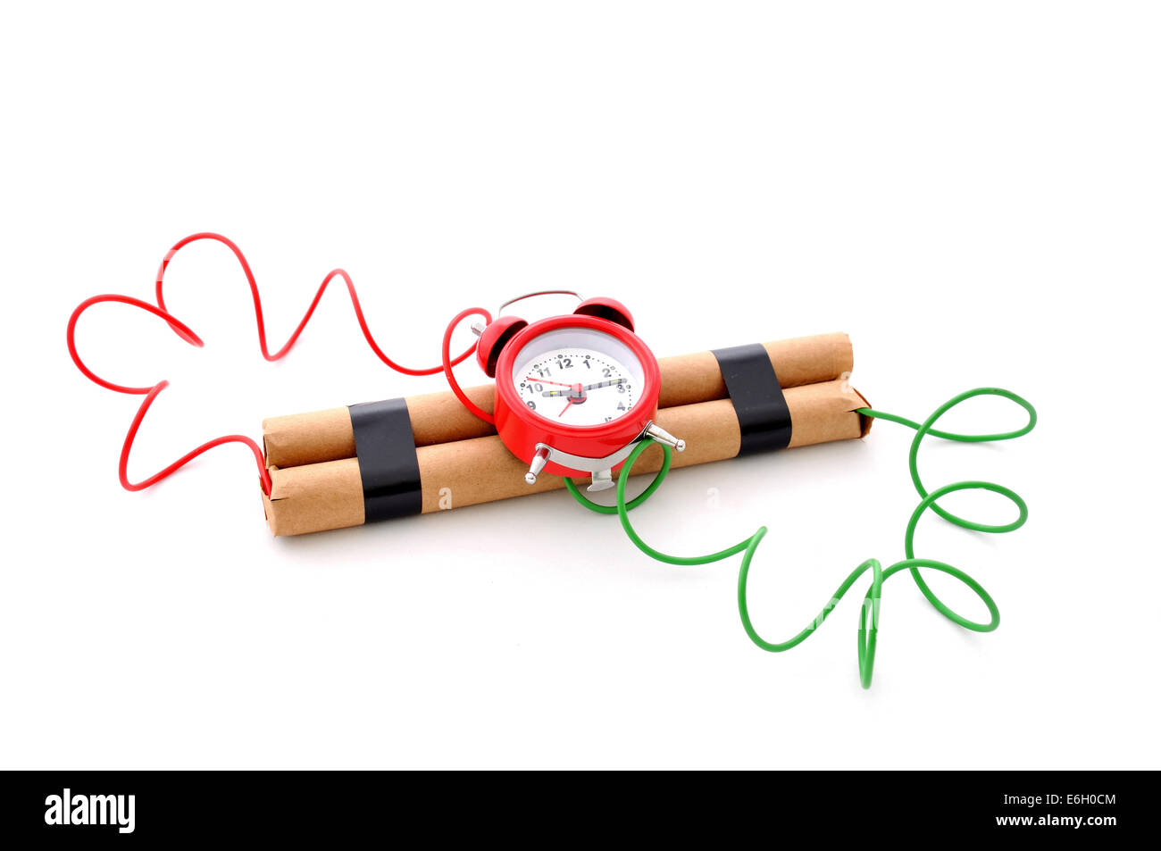 Dynamite and red clock with bomb concept on the white background Stock ...