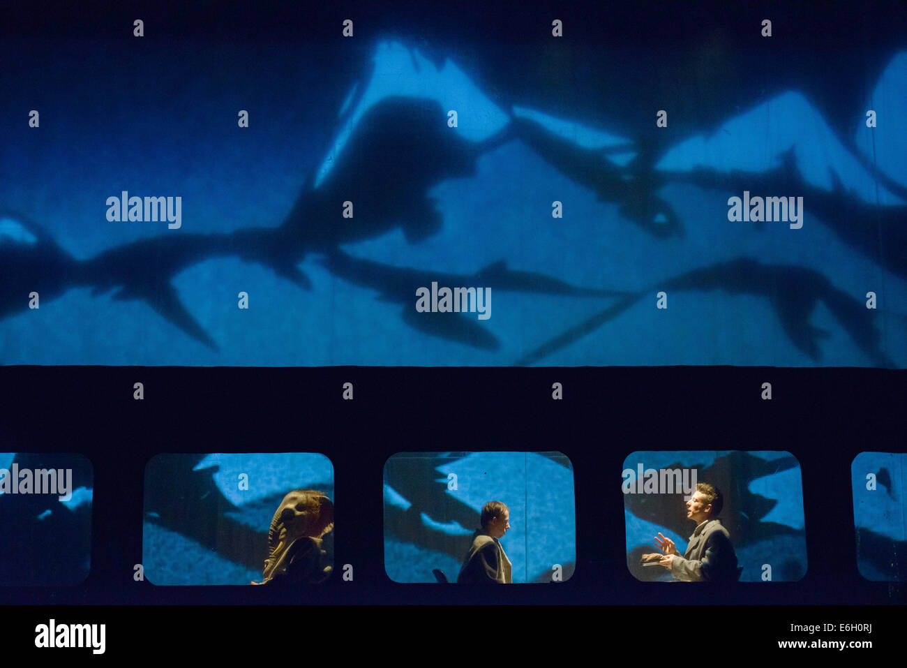 The actors Brian Tilley (L-R), Simon Laherty and Luke Ryan perform a ...