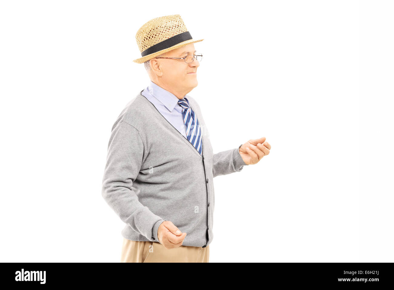 Senior man standing isolated on white background Stock Photo - Alamy