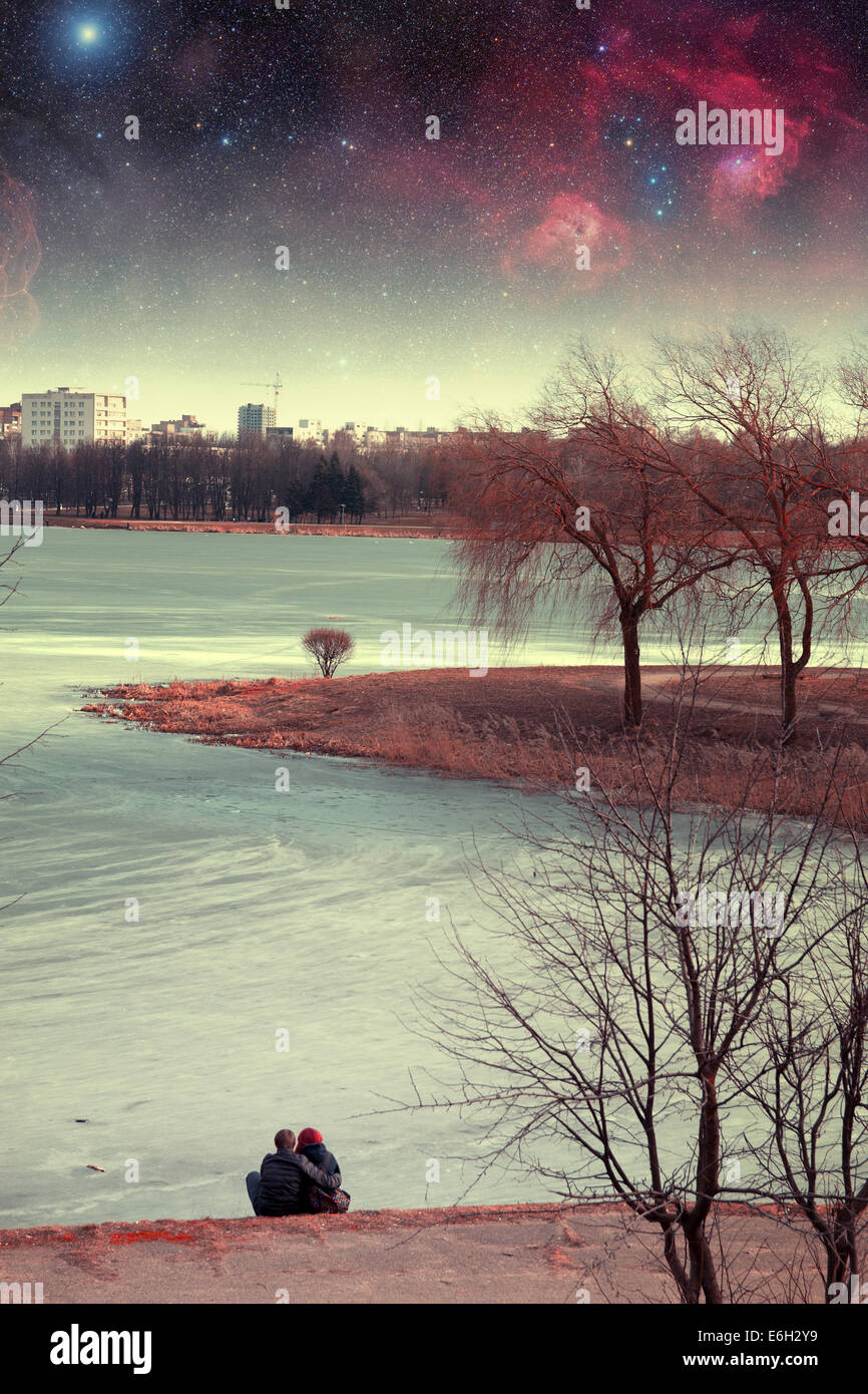 frozen river in spring. Elements of this image furnished by NASA Stock ...