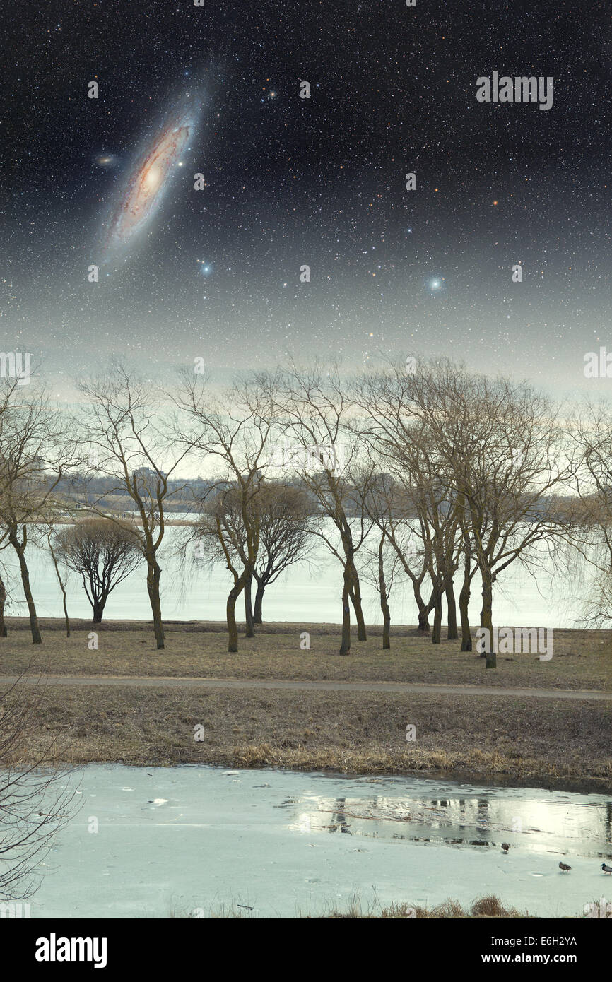 frozen river in spring. Elements of this image furnished by NASA Stock ...