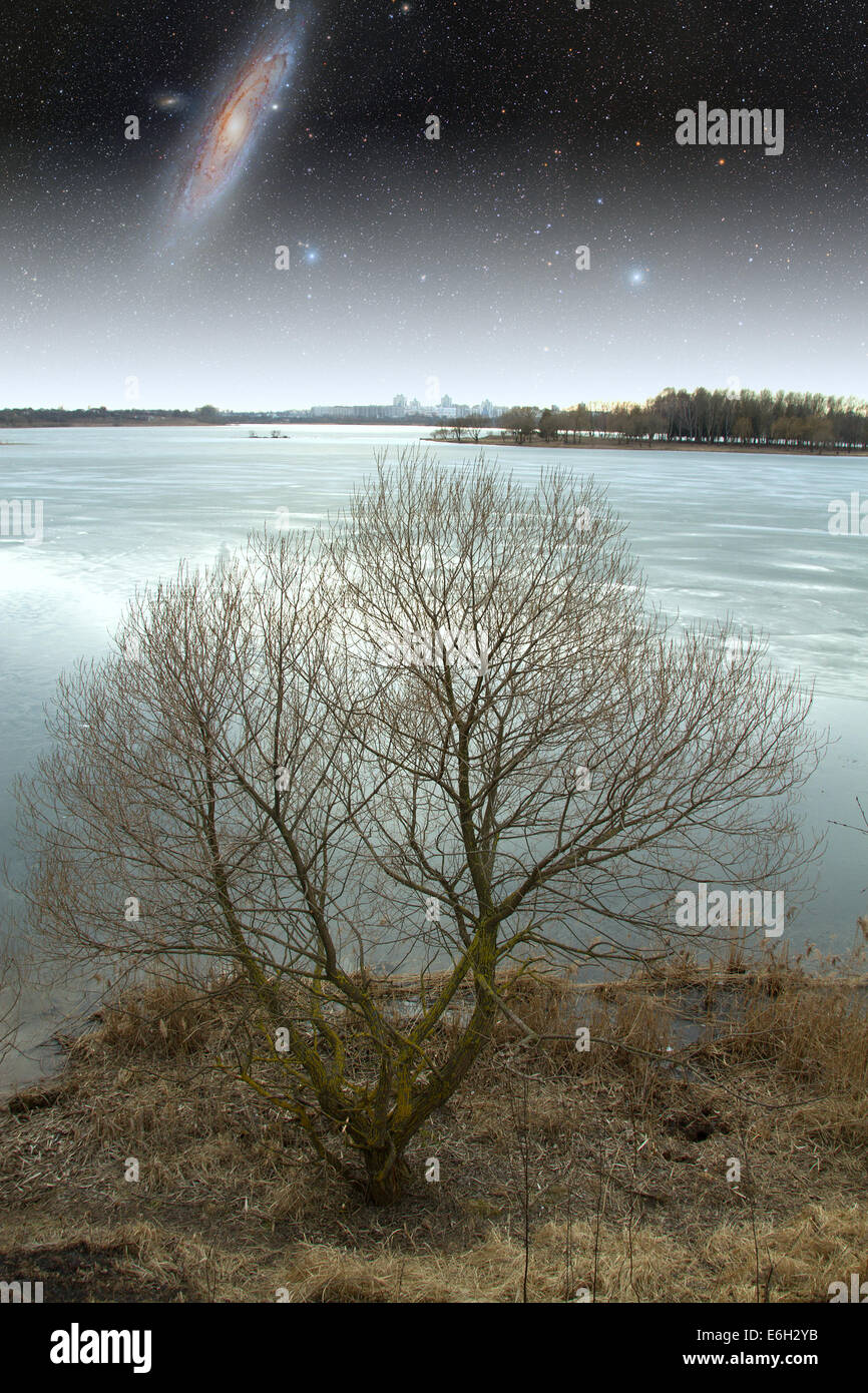 frozen river in spring. Elements of this image furnished by NASA Stock ...