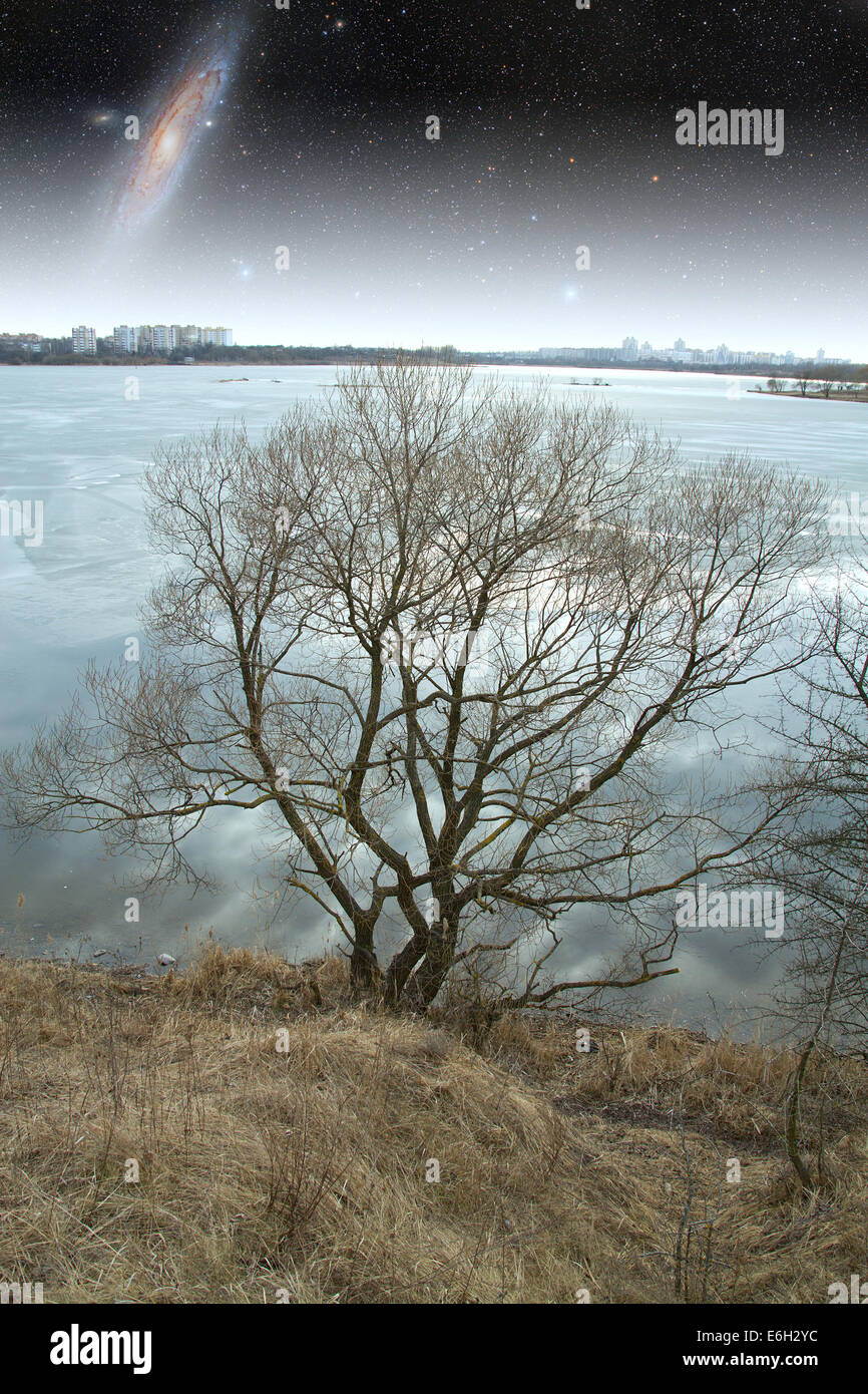 frozen river in spring. Elements of this image furnished by NASA Stock ...